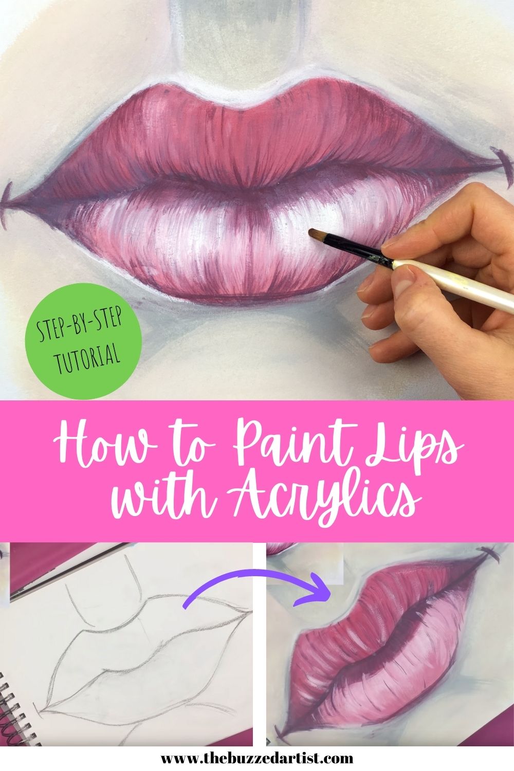 Easy Realistic Kissable Lips with Acrylics