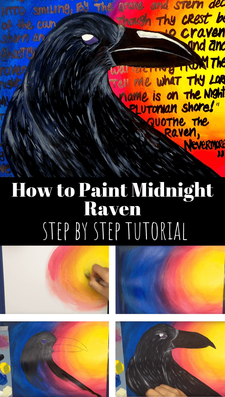 Halloween Black Raven Acrylic Painting