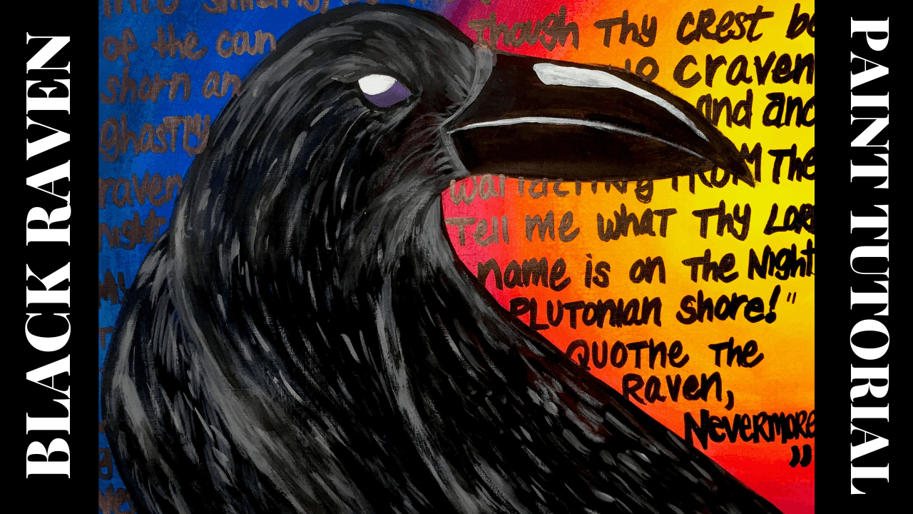 Halloween Black Raven Acrylic Painting