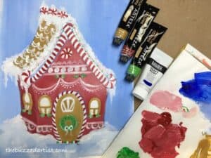 Holiday Gingerbread House Acrylic Painting Tutorial