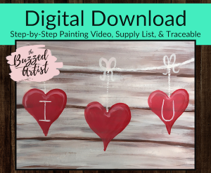 Valentine Hearts on a String - Acrylic Painting Tutorial